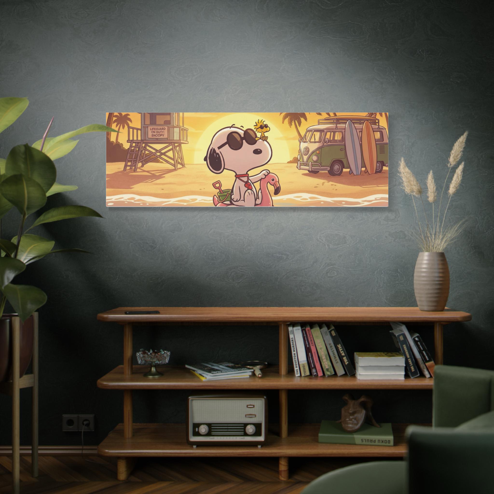Snoopy Beach Sunset Canvas Poster - Etsy