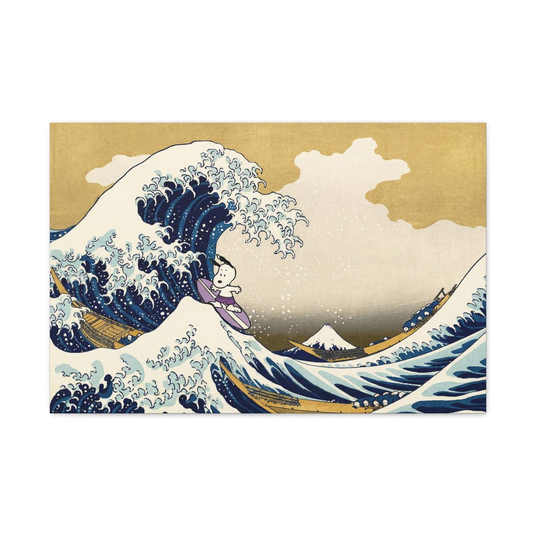 Snoopy's Great Wave Mashup Canvas | Matte Stretched Wall Art - Etsy