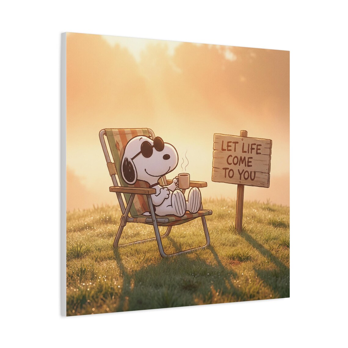 Relaxing Snoopy Illustration Canvas | Matte Stretched Wall Art Cute ...