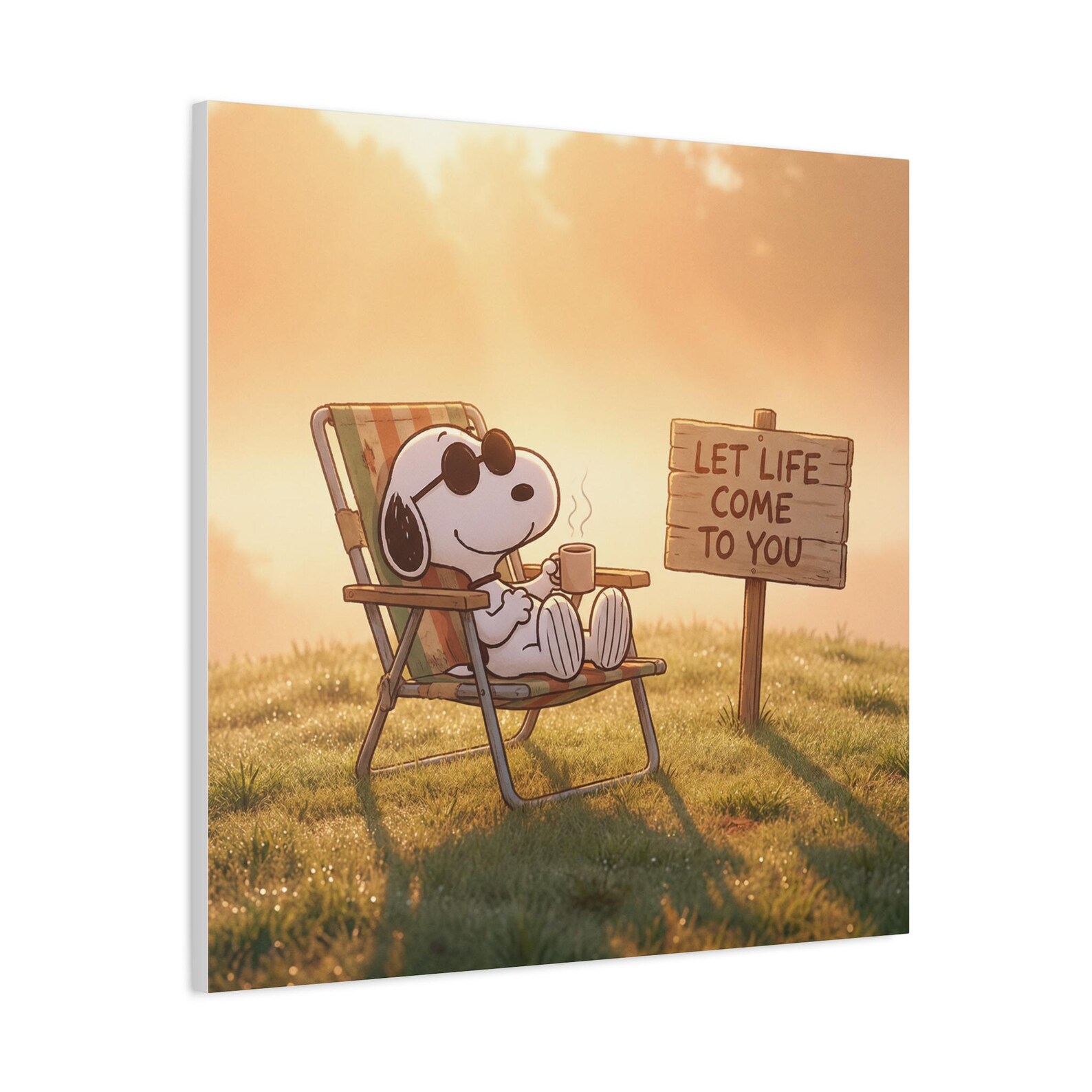 Relaxing Snoopy Illustration Canvas | Matte Stretched Wall Art Cute ...