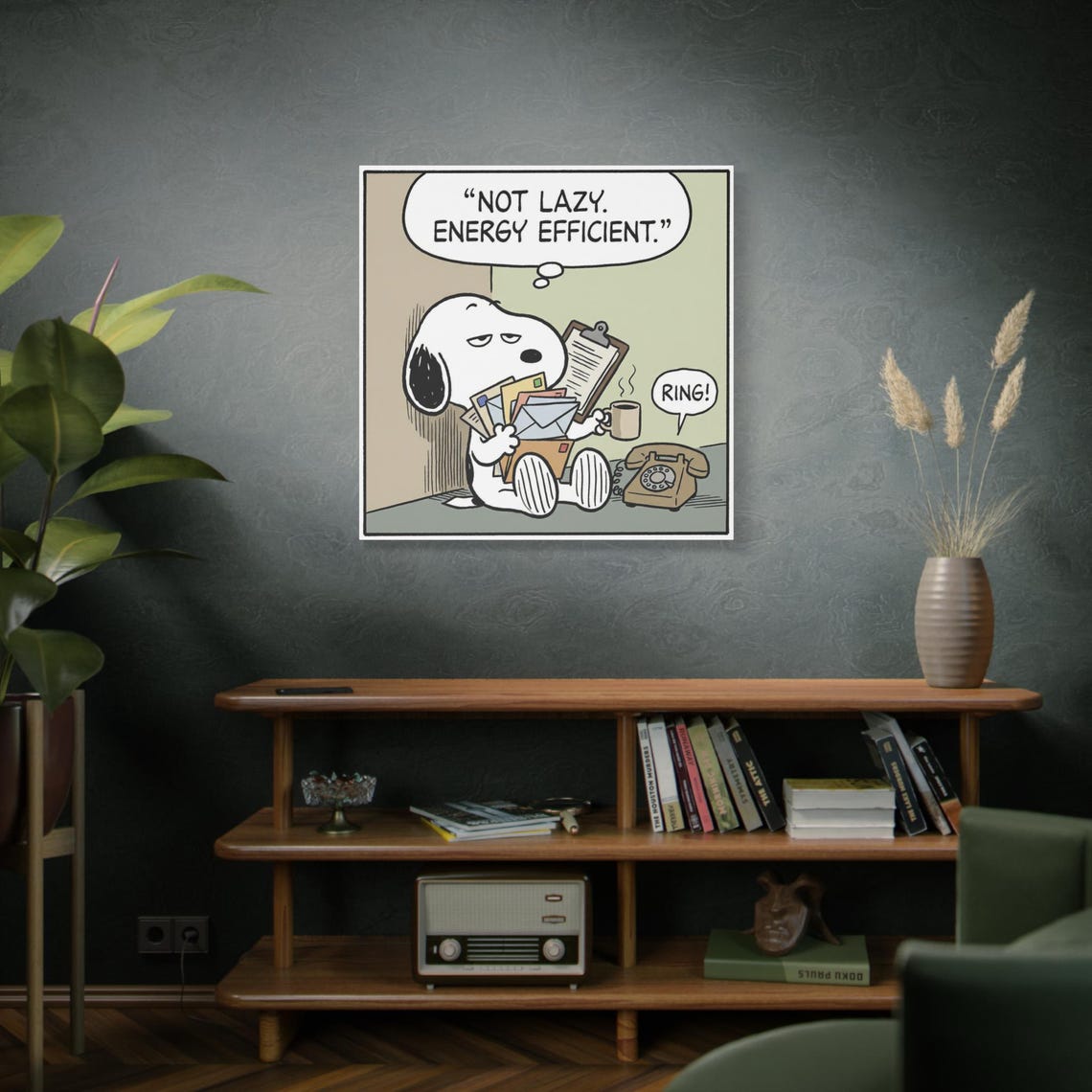 Funny Snoopy Poster "not Lazy. Energy Efficient." Snoopy Comic Canvas ...