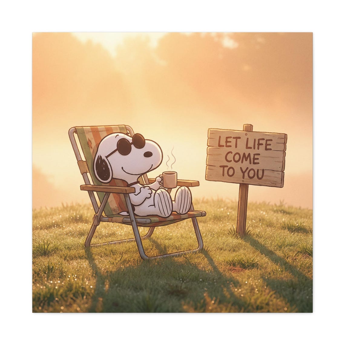 Relaxing Snoopy Illustration Canvas | Matte Stretched Wall Art Cute ...