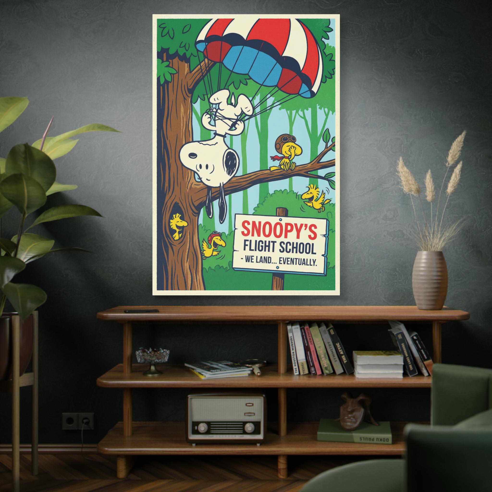 Snoopy Parachute Poster Matte Canvas - Etsy