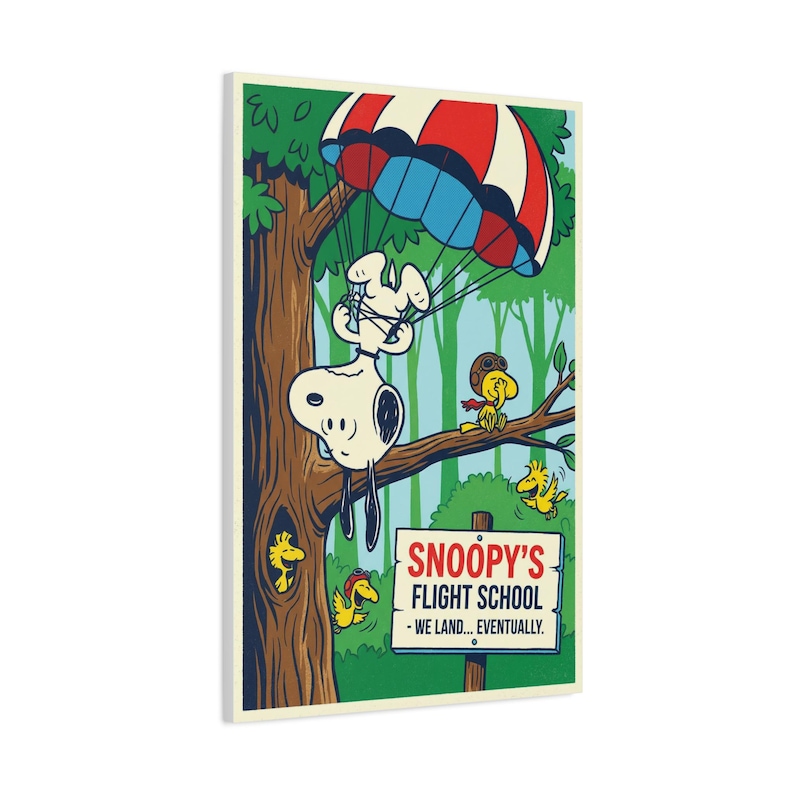 Snoopy Parachute Poster Matte Canvas - Etsy