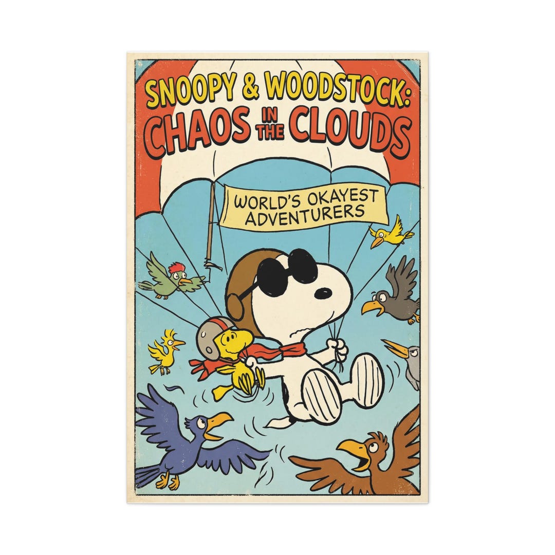 Snoopy & Woodstock Chaos in the Clouds Canvas - Etsy