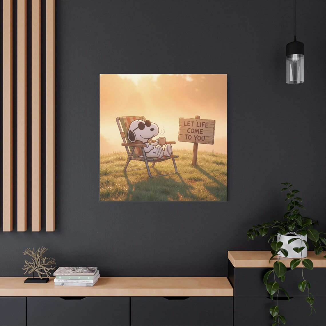 Relaxing Snoopy Illustration Canvas | Matte Stretched Wall Art Cute ...
