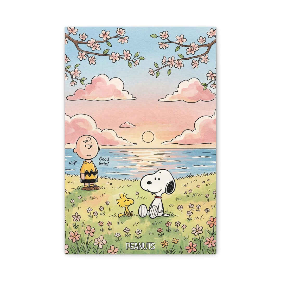 Peanuts Snoopy & Charlie Brown Sunset Canvas - Etsy