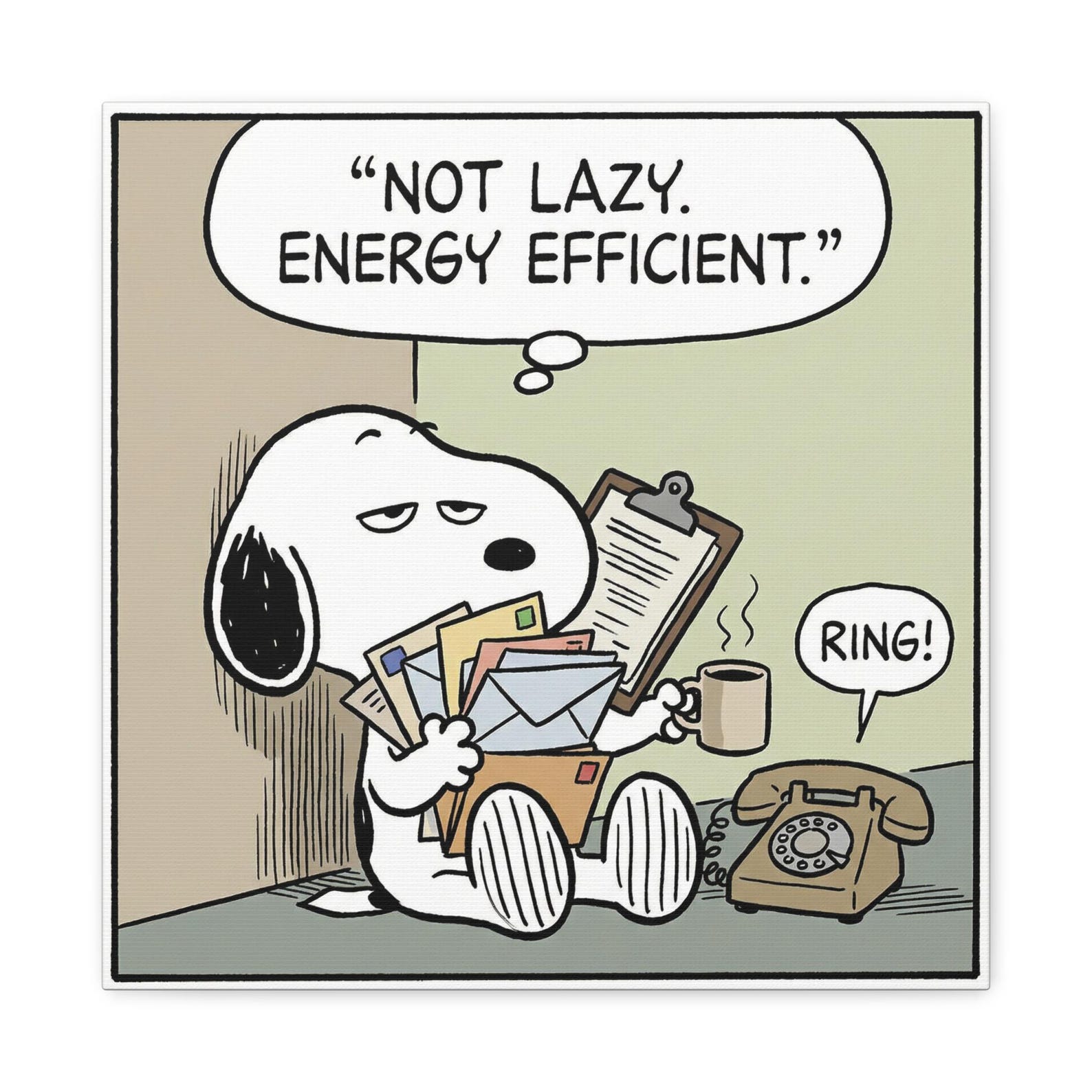 Funny Snoopy Poster "not Lazy. Energy Efficient." Snoopy Comic Canvas ...