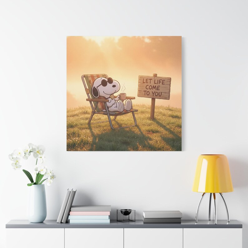 Relaxing Snoopy Illustration Canvas | Matte Stretched Wall Art Cute ...