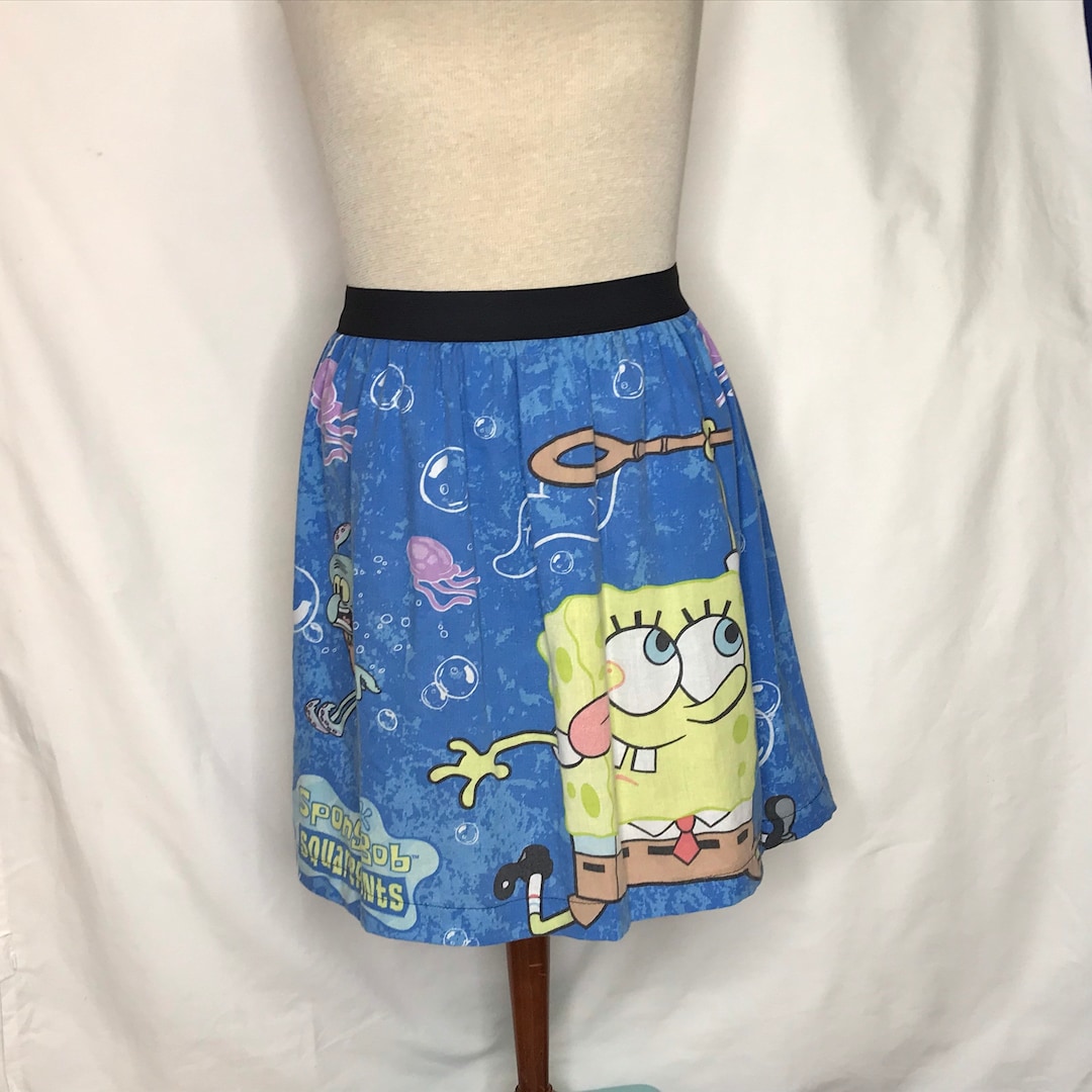 Spongebob Squarepants Ladies Skirt From Upcycled Fabric - 22"-26"waist ...