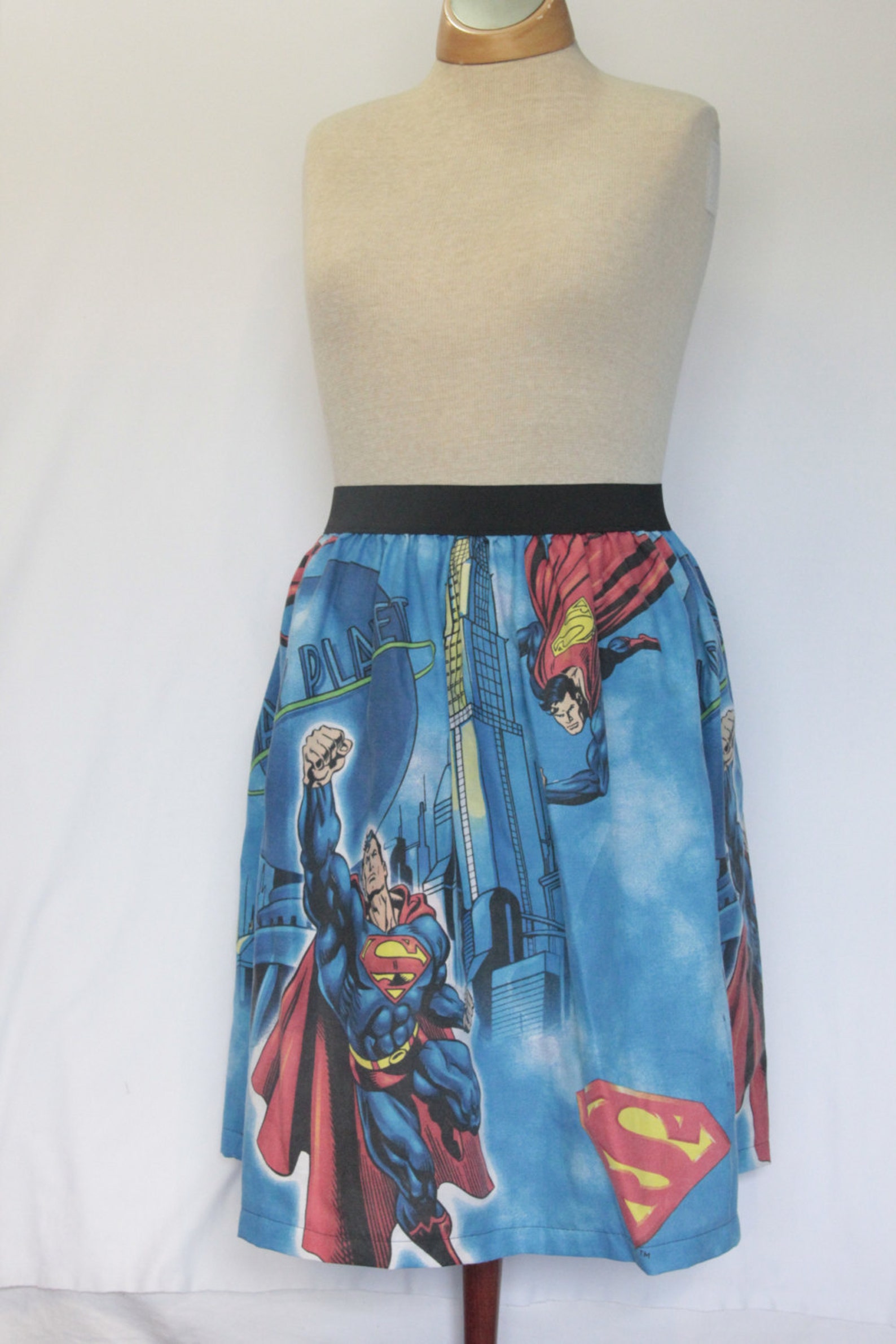 Superman Ladies Skirt Made From Vintage Upcycled Fabric - Etsy