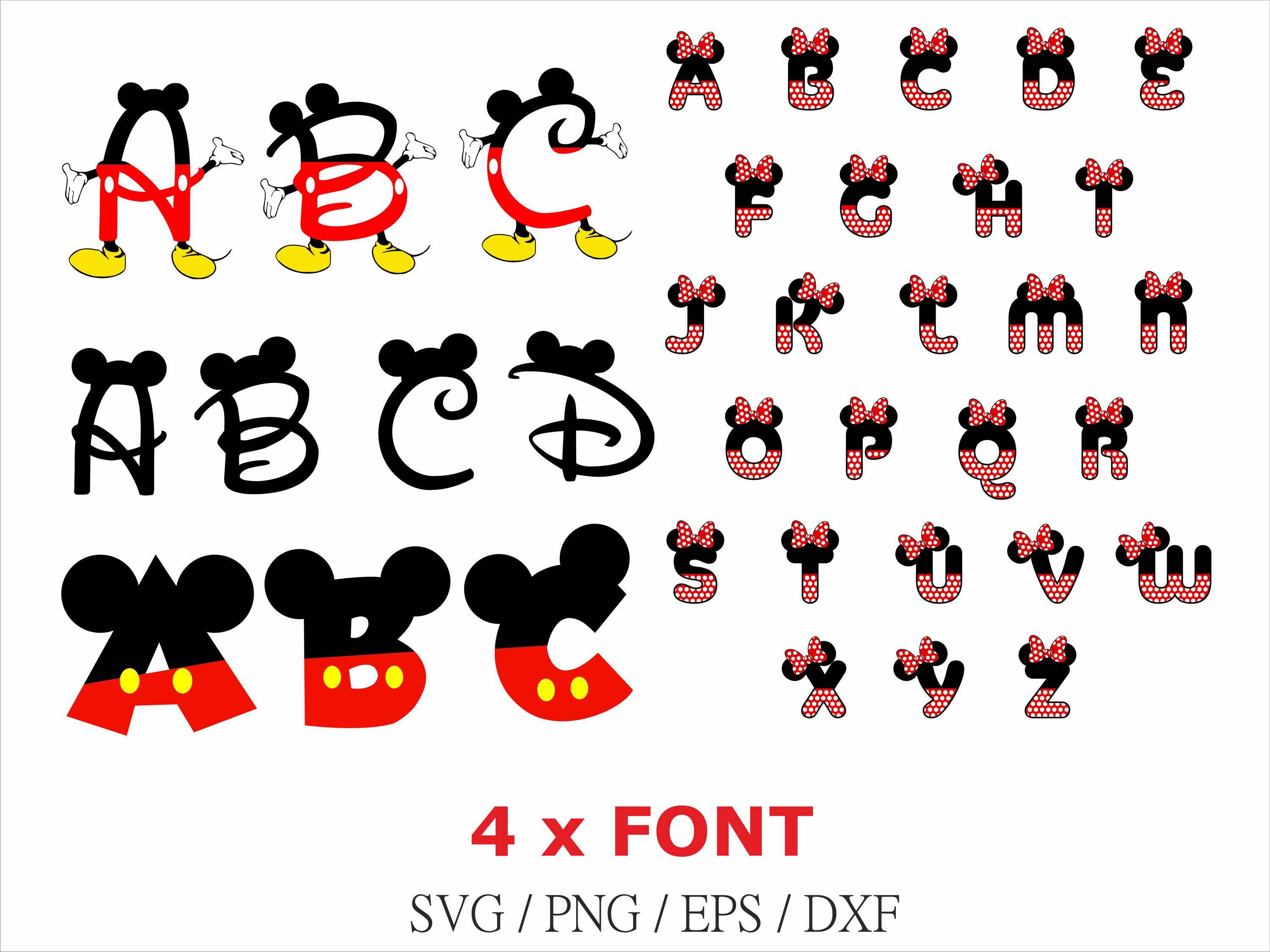 Cartoon Font SVG PNG Pdf, Mickey Cricut Cut File, Fun Letters & Symbols ...