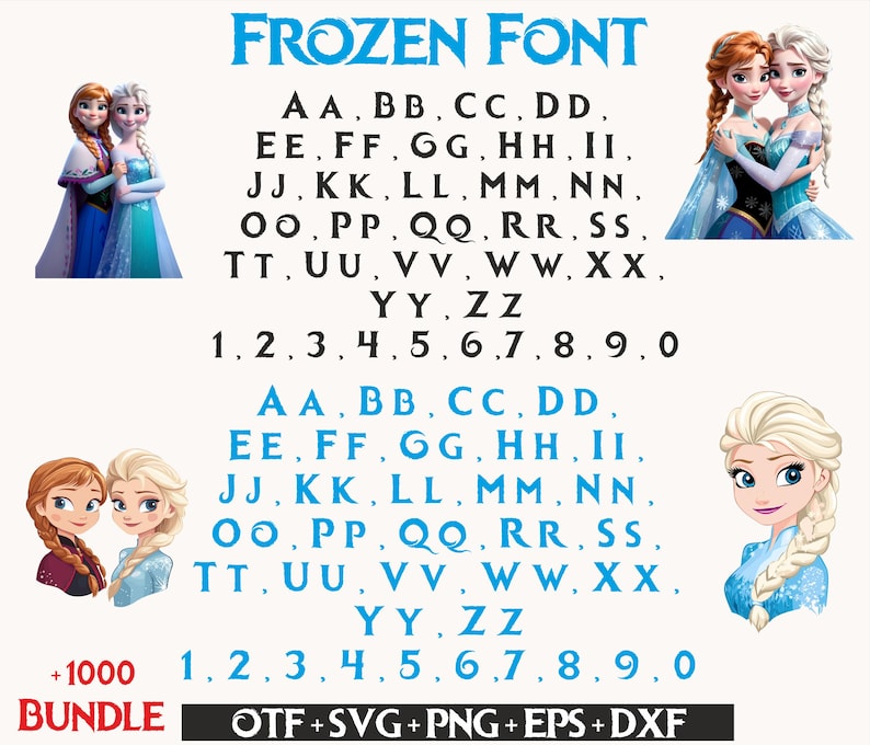 1000 Frozen Font Svg Layered Files, Frozen Alphabet Letters and Numbers ...