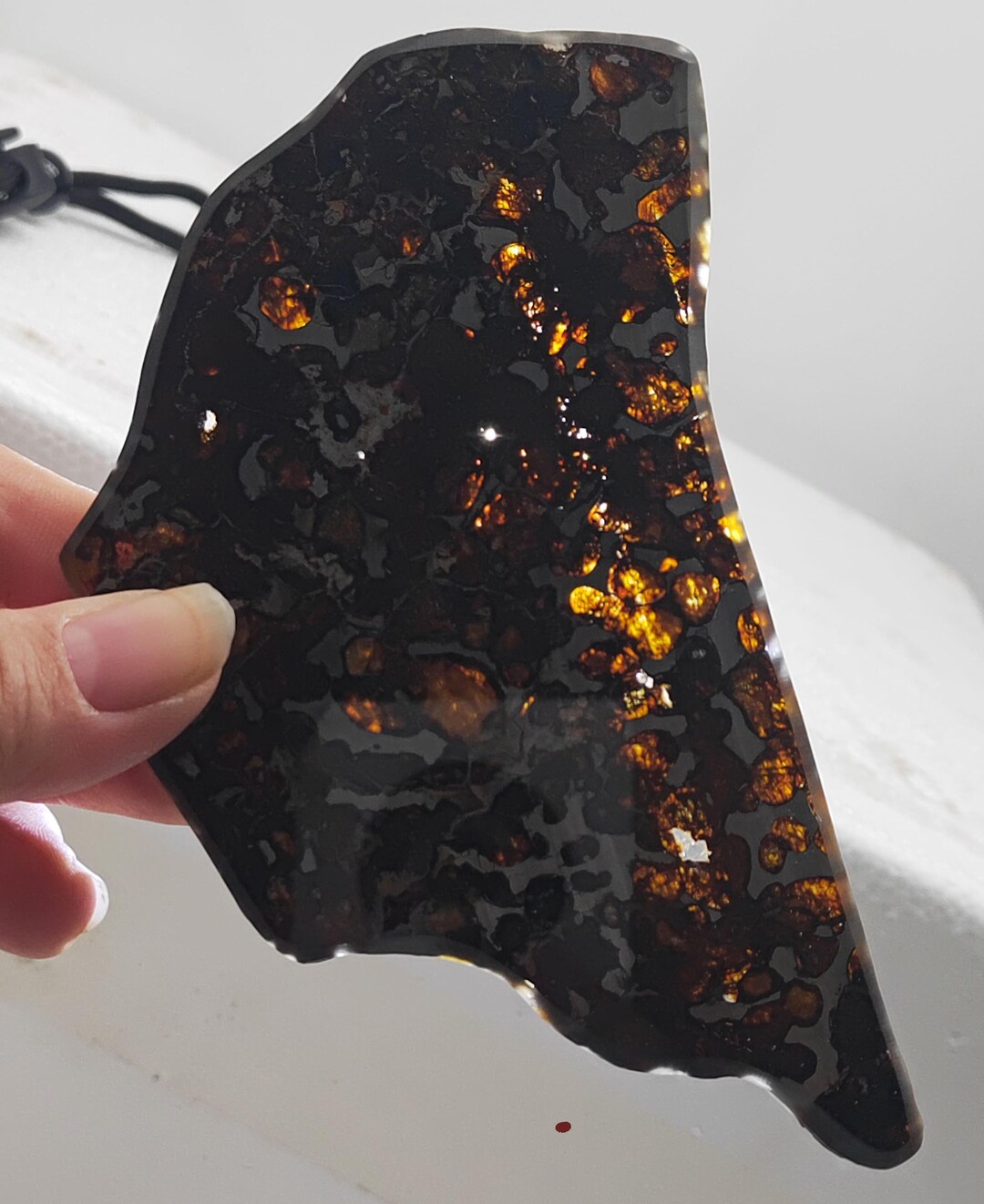 76.1g SERICHO PALLASITE Meteorite Natural Olivine Meteorite Material Slice Specimen Collection ...