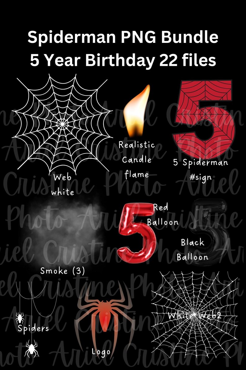 Spiderman Birthday Bundle 22 Overlay Transparent Pngs - Etsy