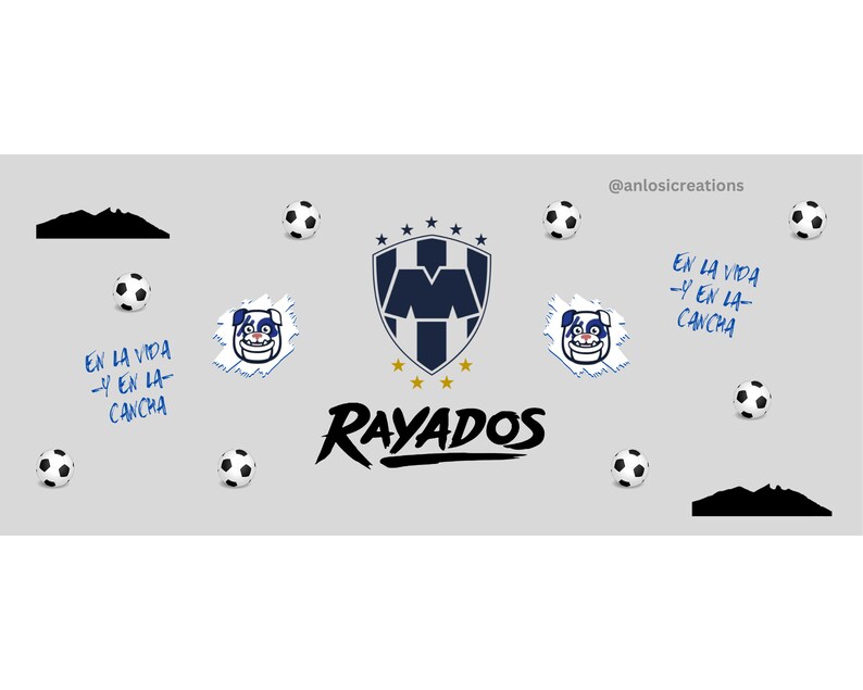 Rayados De Monterrey Wrap PNG for 16oz Cup - Etsy