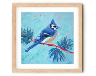 Blue Jay Wall Decor for Livingroom Blue Jay Watercolor Print for ...