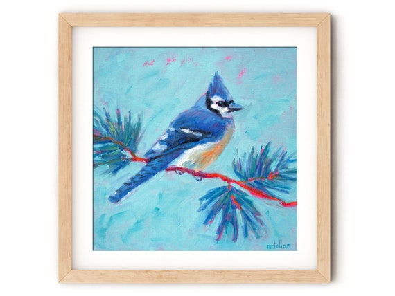 Blue Jay Art Print Blue Jay Wall Decor Living Room Bird Wall - Etsy