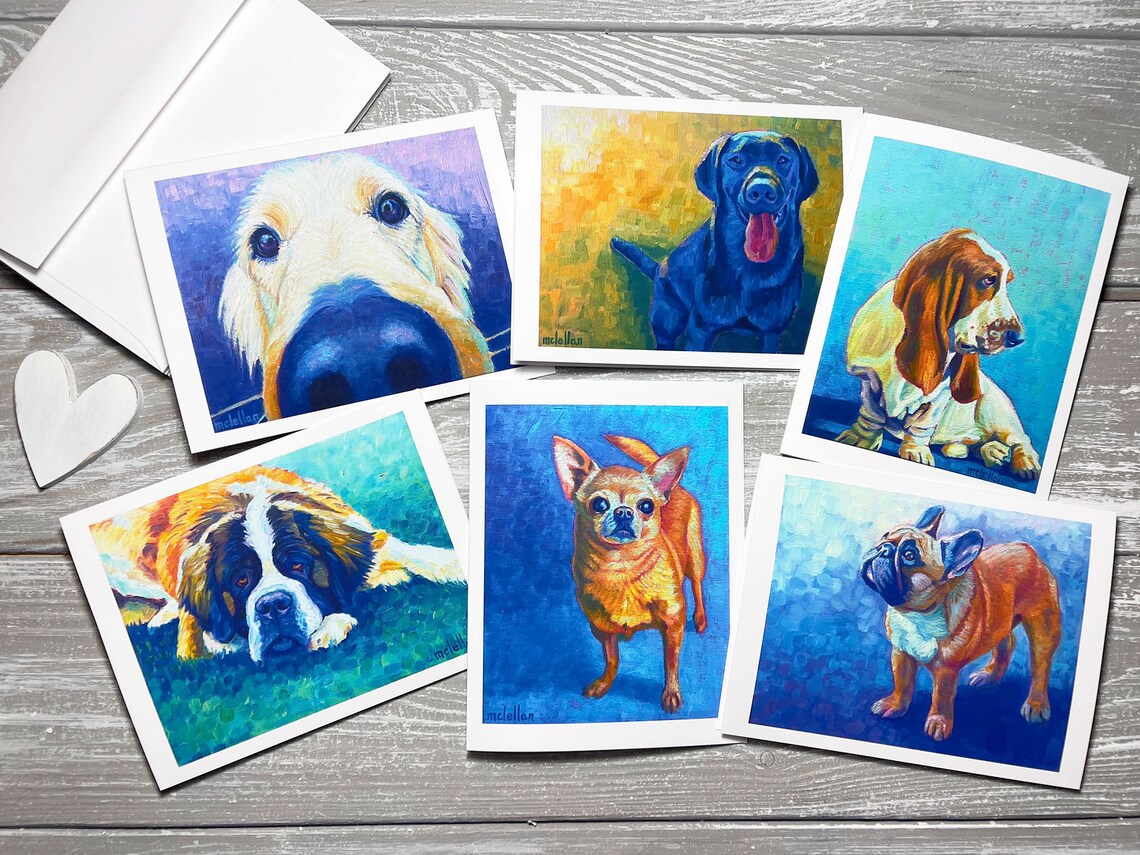 Dogs Note Cards Blank Set of 6 Dog Breed Stationery Set Dog - Etsy