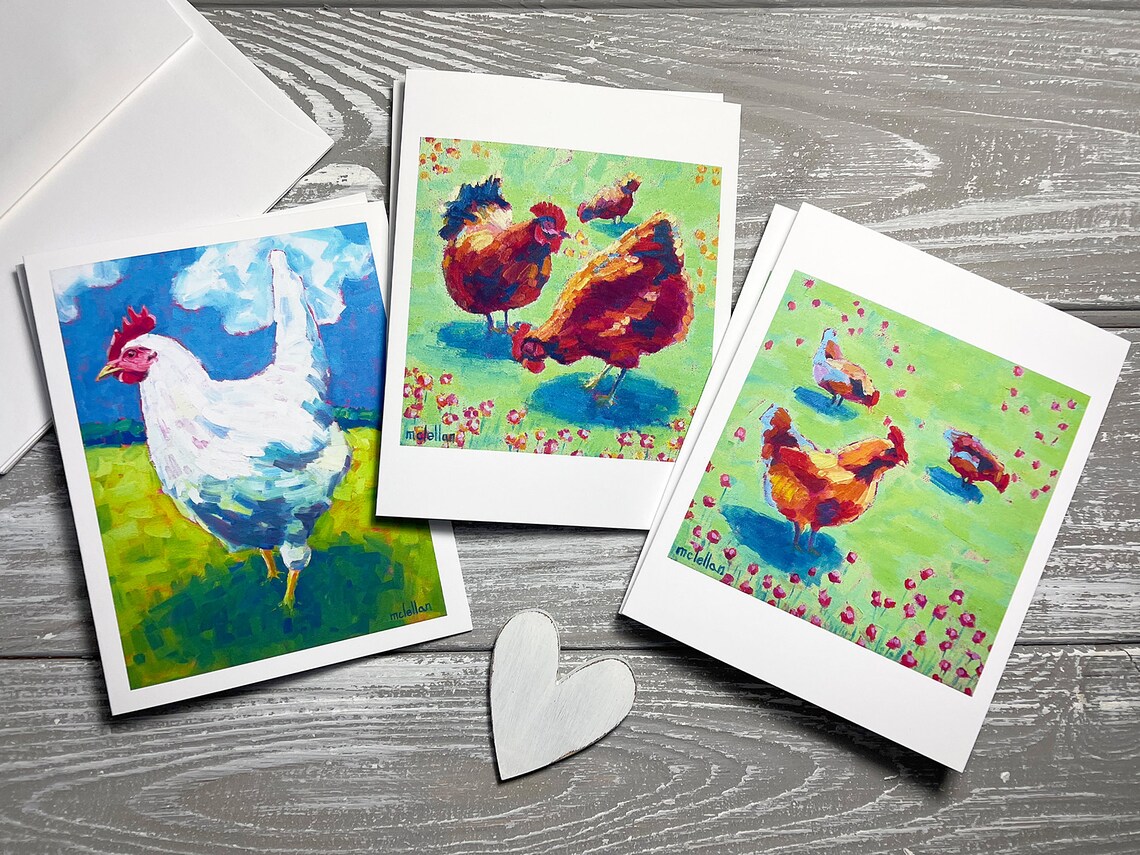 Chicken Stationery Set of 6 Chicken Note Cards Thank You - Etsy