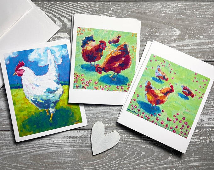Chicken Birthday Card Cute Personalised Custom Painting Animals Blank ...