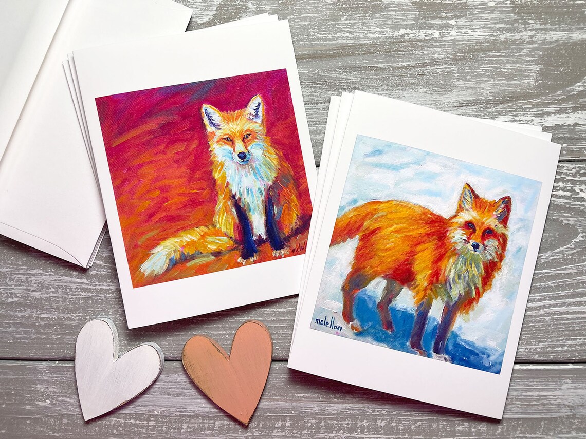 Fox Note Cards Set Fox Stationery Set of 6 Woodland Animal | Etsy