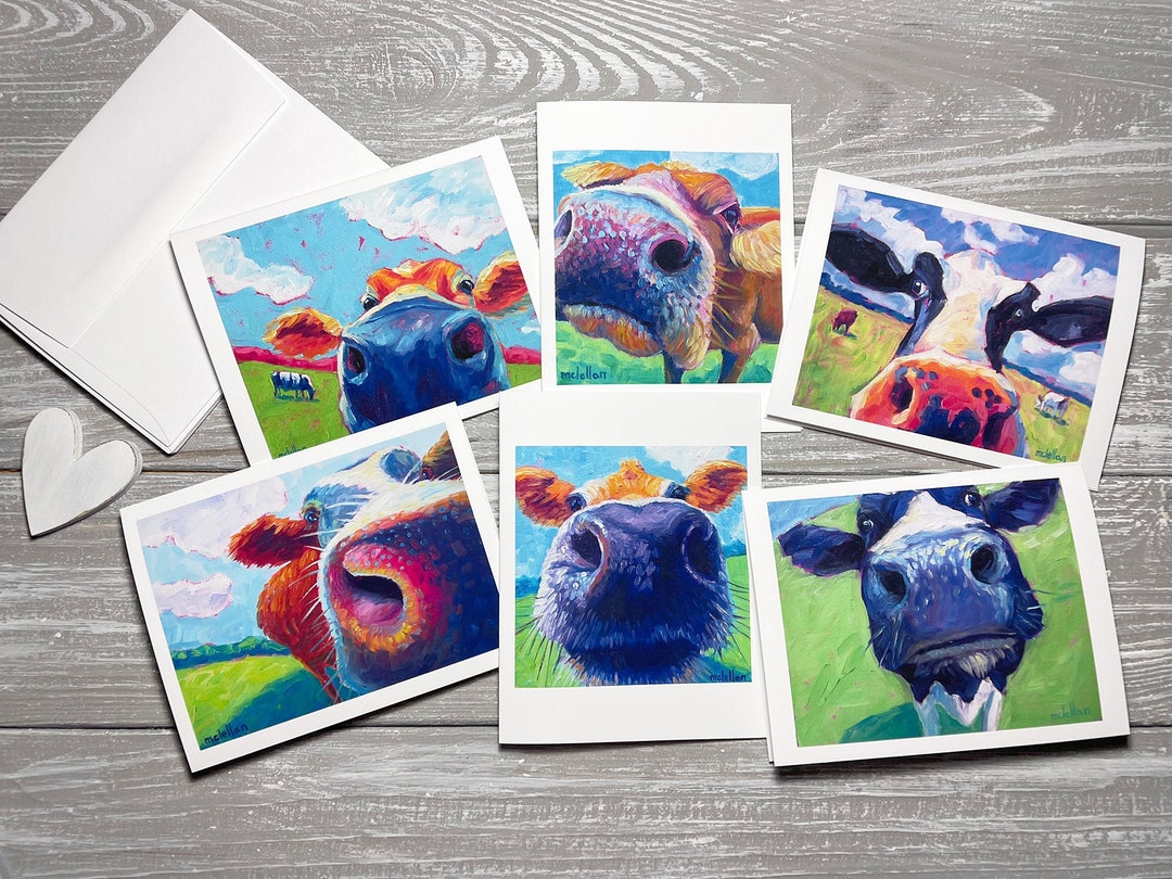 Cow Variety Blank Note Cards Set of 6, Cow Stationery Set, Animal ...