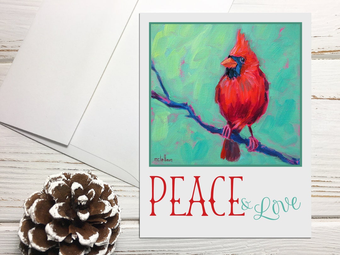 Cardinal Holiday Note Cards Blank, Peace Love Cards With Envelopes ...