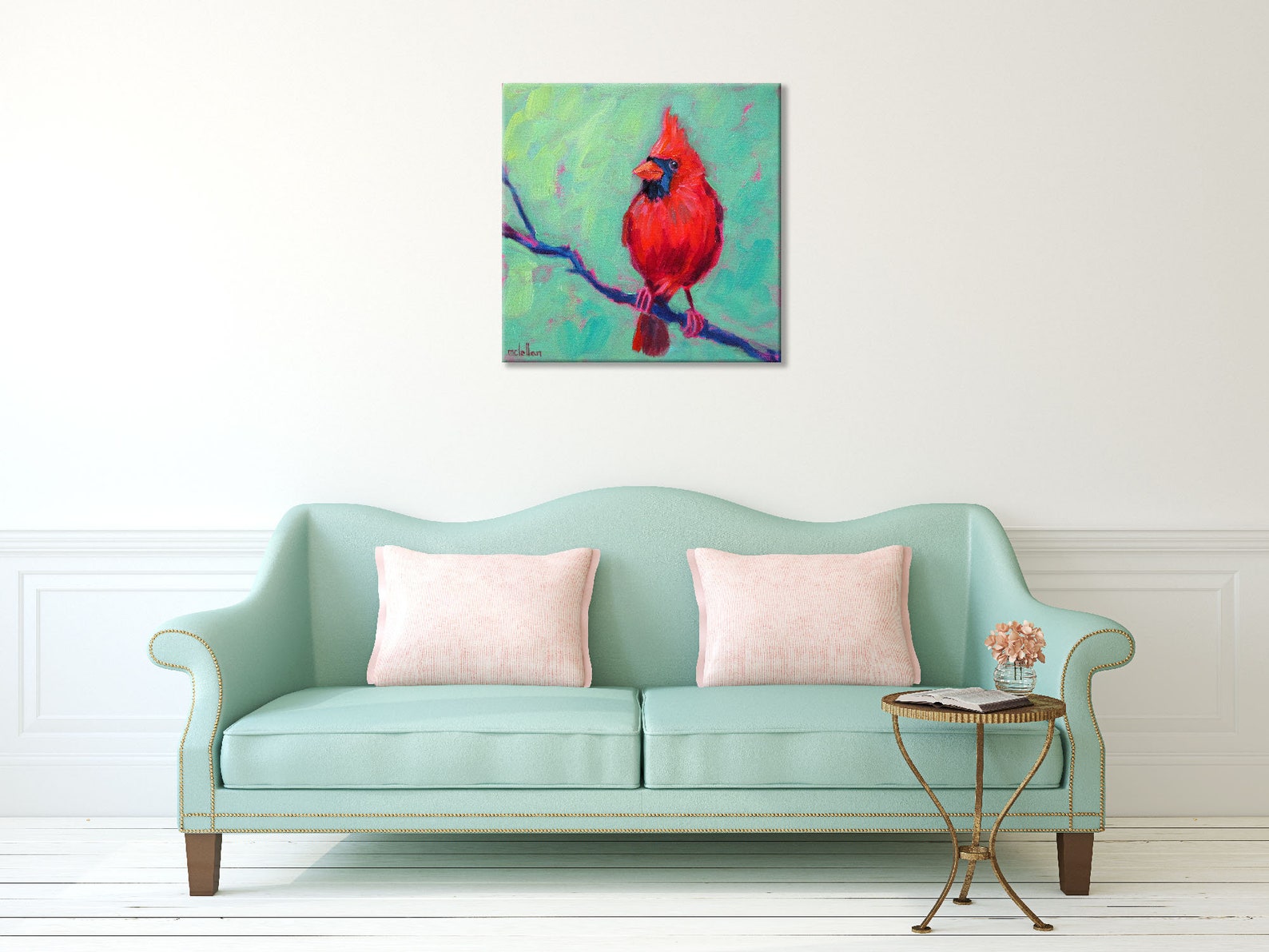 Cardinal Art Print on Canvas Cardinal Bird Art Print Vibrant - Etsy