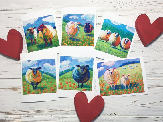 Sheep Greeting Card Set Whimsical Note Cards Set Sheep | Etsy