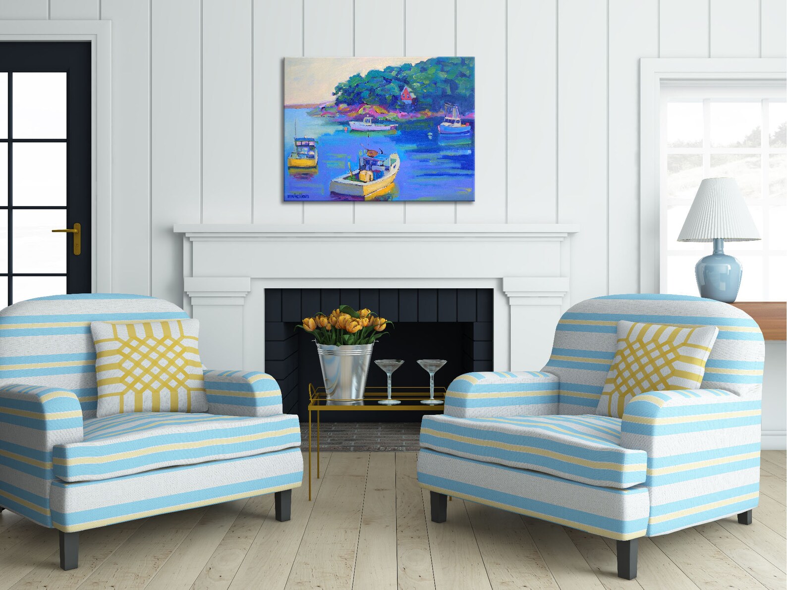 Maine Harbor Art Print Harbor Print Colorful Nautical Art - Etsy