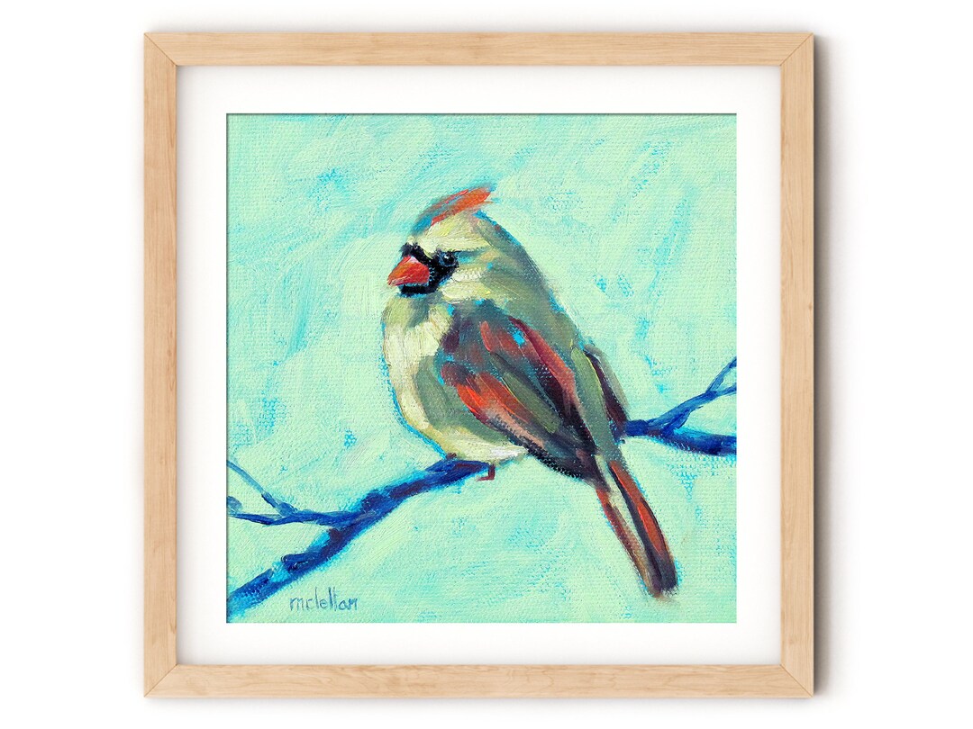 Female Cardinal Art Print Nature, Cardinal Wall Decor Bedroom Art ...
