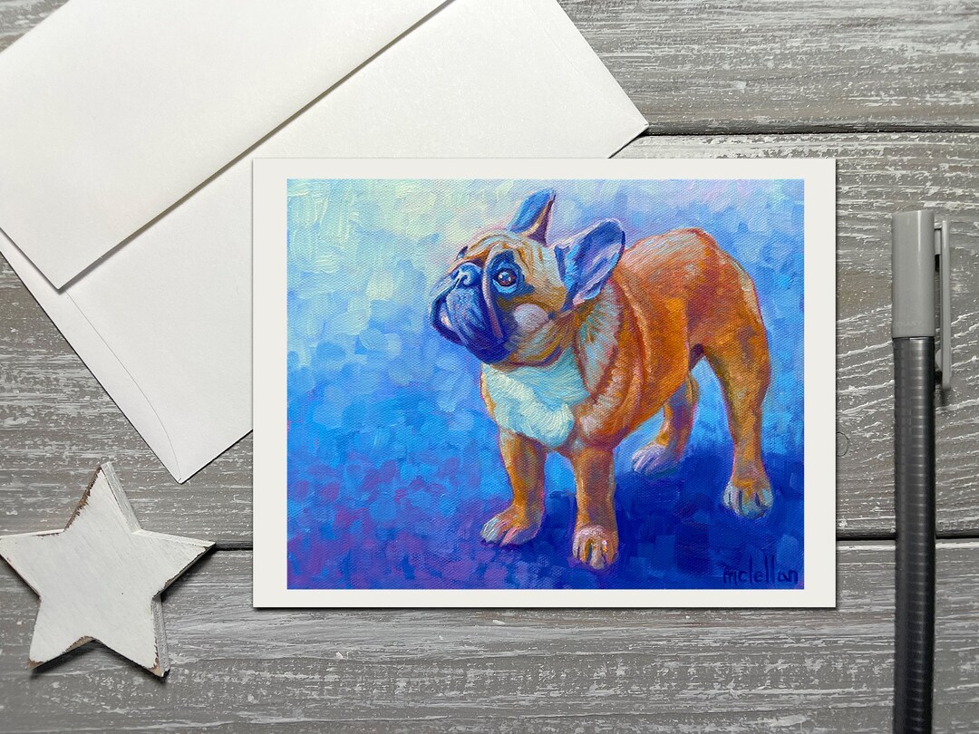 French Bulldog Note Cards Set With Envelopes, Frenchy Dog Stationery ...