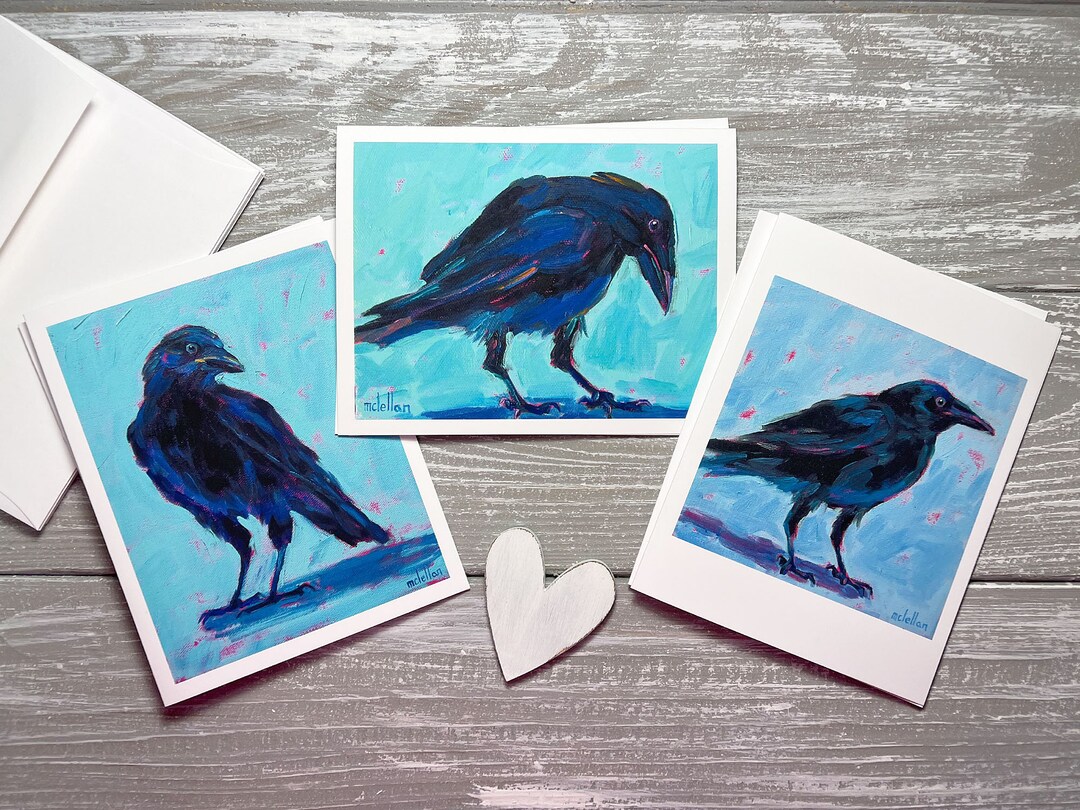 Goth Stationery, Crow Art Note Cards Set, Goth Note Cards, Spiritual ...