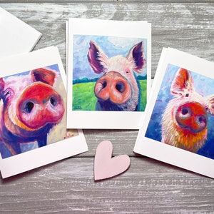 Pig Note Cards Pink Stationery Set for Women, Pig Notecards Blank With ...