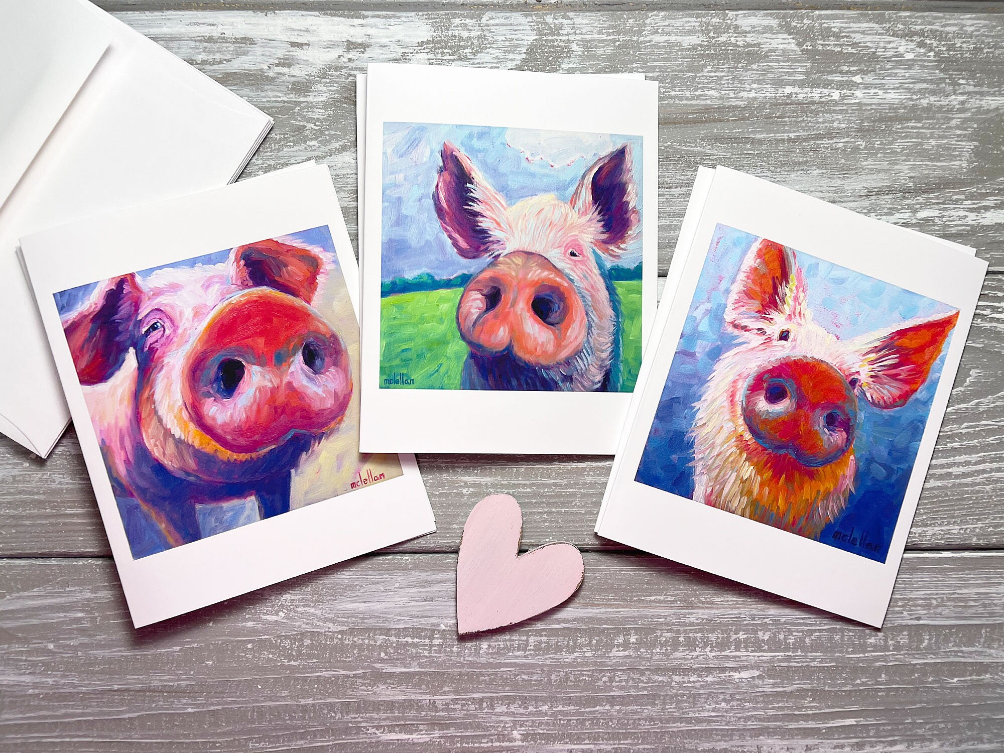 Pig Note Cards Pink Stationery Set for Women Pig Notecards - Etsy Singapore