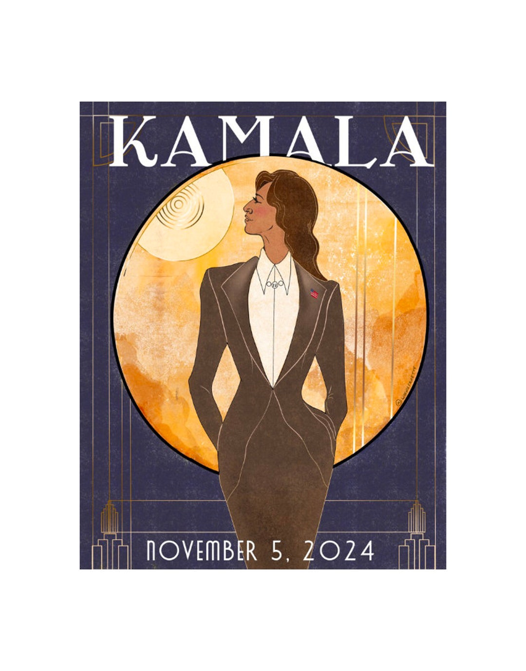 Political Poster11 Gatsby Art Deco Kamala Harris President Democrat Old ...