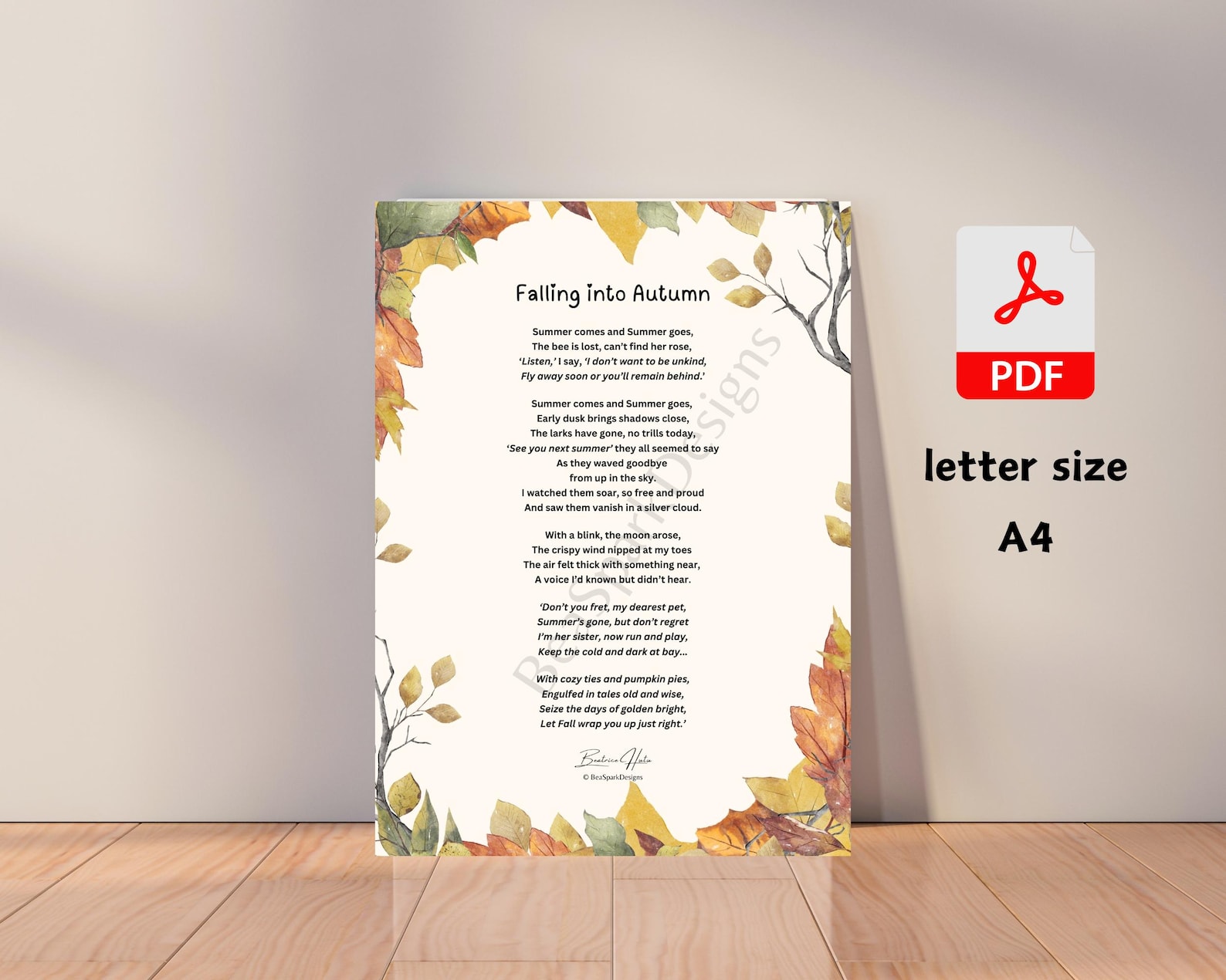 Autumn Poem Wall Art | Printable Fall Poetry Wall Art | Kids Autumn ...