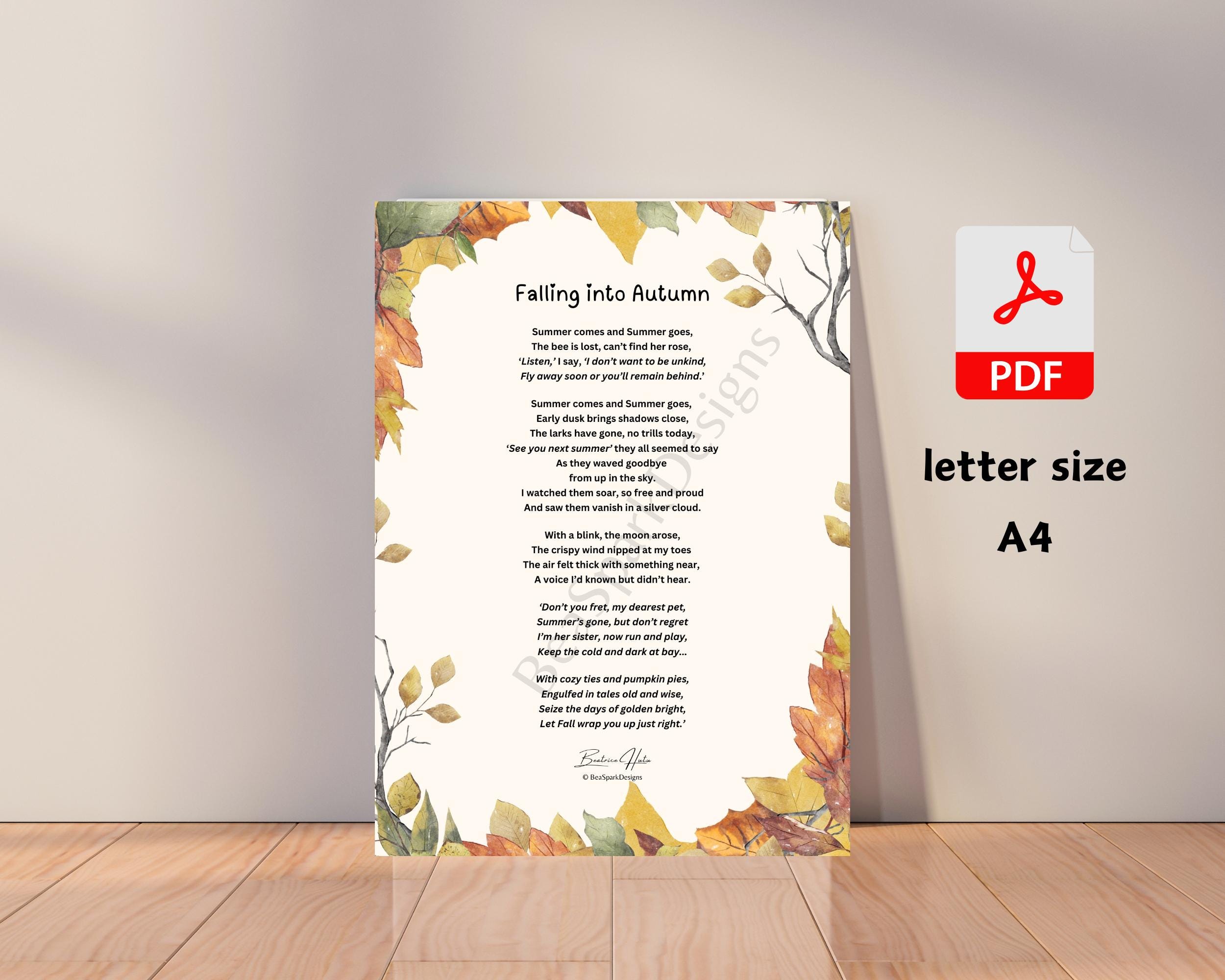 Autumn Poem Wall Art | Printable Fall Poetry Wall Art | Kids Autumn ...