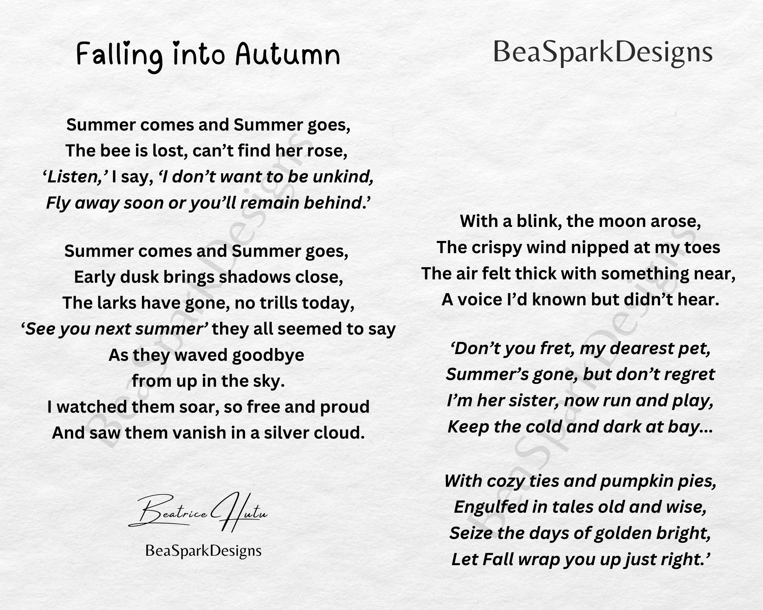 Autumn Poem Wall Art | Printable Fall Poetry Wall Art | Kids Autumn ...