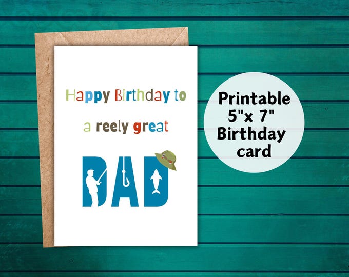 Printable Dad Birthday Card, Funny Fish Birthday Card Dad, Fishing Birthday Card, Fish Pun ...