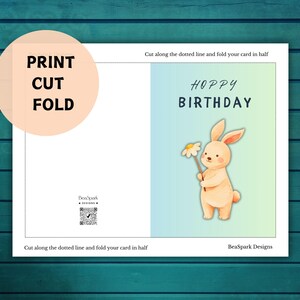 Printable Bunny Birthday Card. Cute Bunny Card. Funny Birthday Card - Etsy