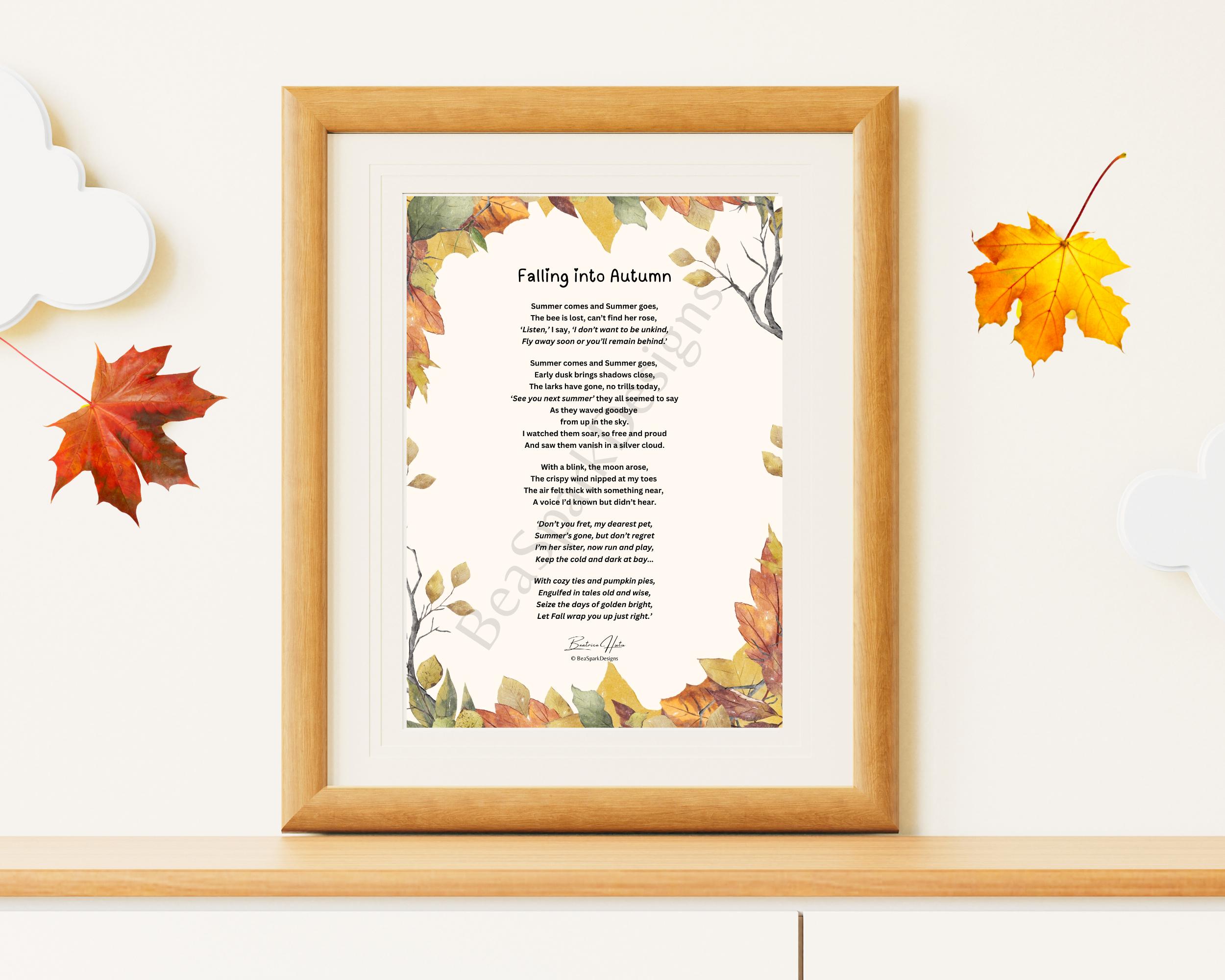 Autumn Poem Wall Art | Printable Fall Poetry Wall Art | Kids Autumn ...