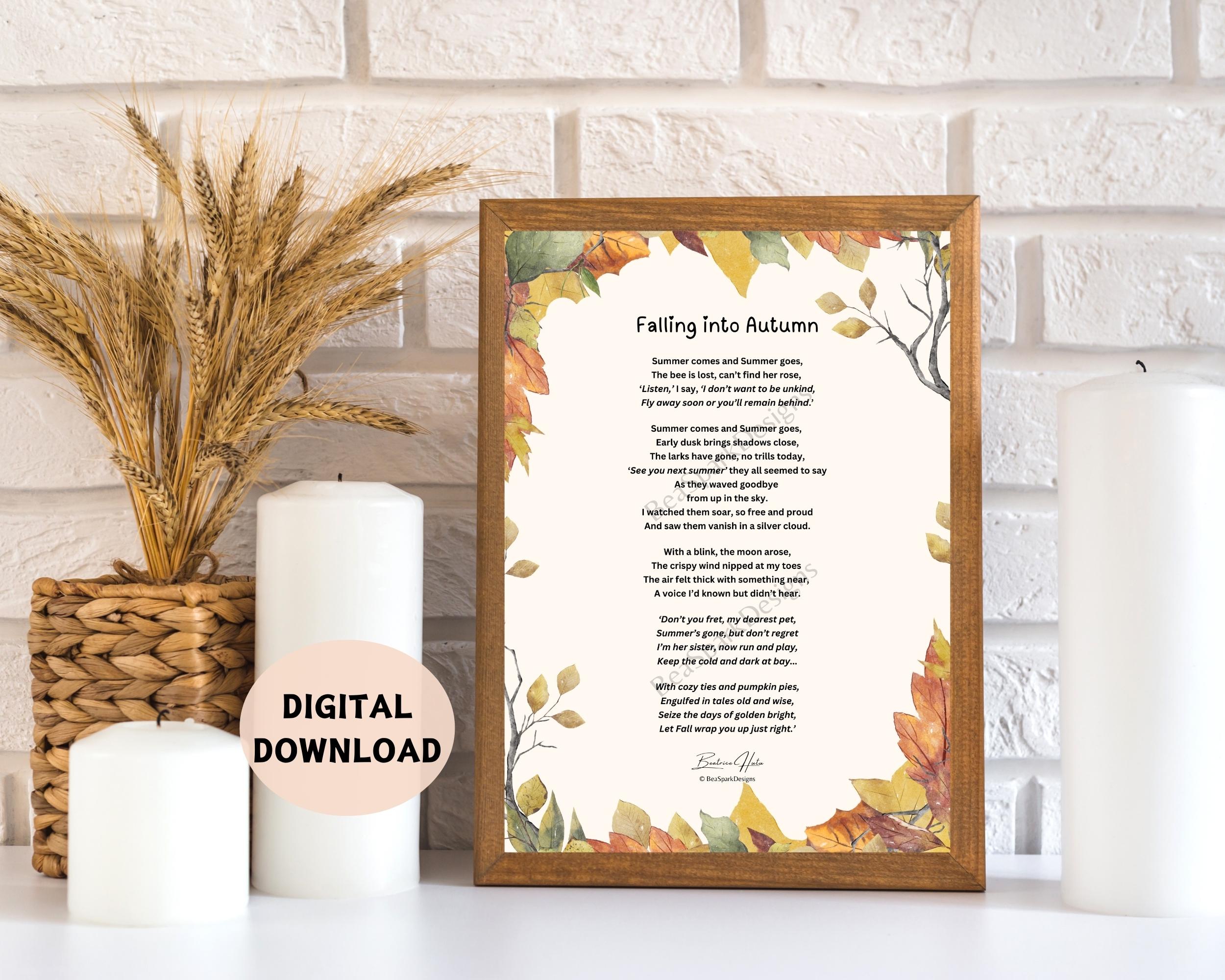 Autumn Poem Wall Art | Printable Fall Poetry Wall Art | Kids Autumn ...