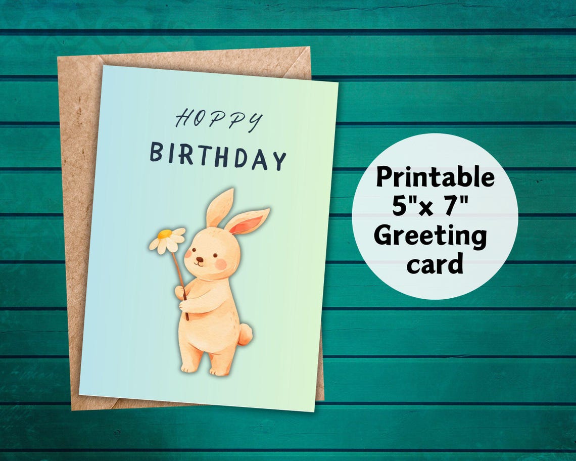 Printable Bunny Birthday Card. Cute Bunny Card. Funny Birthday Card - Etsy