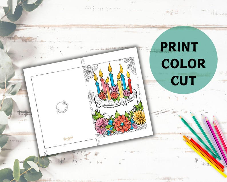Printable Coloring Cards Bundle. Floral Coloring Birthday Cards ...