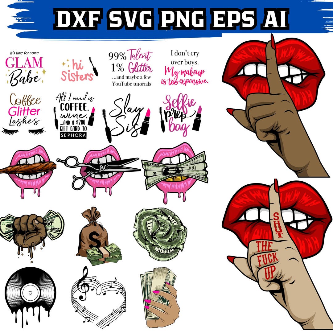 Dollar30 Makeup Bill Lips With Grillz PNG Money Lips Clipart for ...