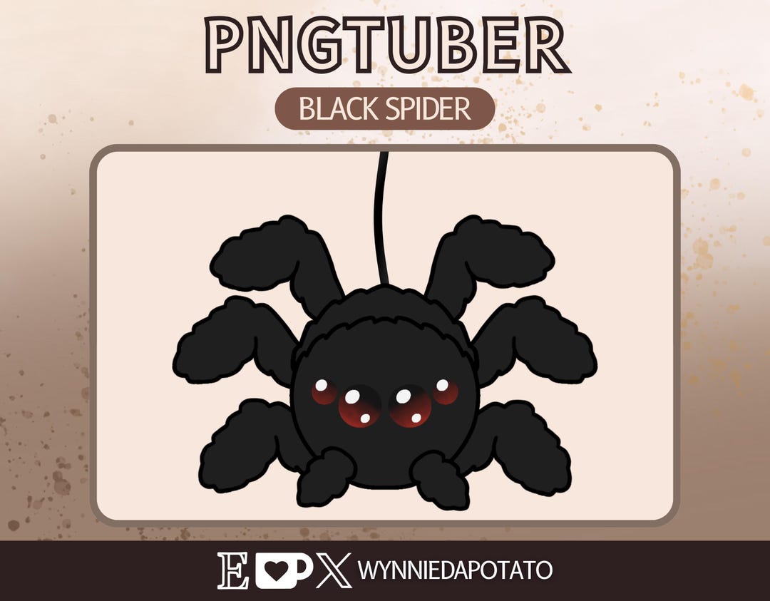 Black Spider Animated Pngtuber Vtuber Assets, Discord Reactive, Chibi ...