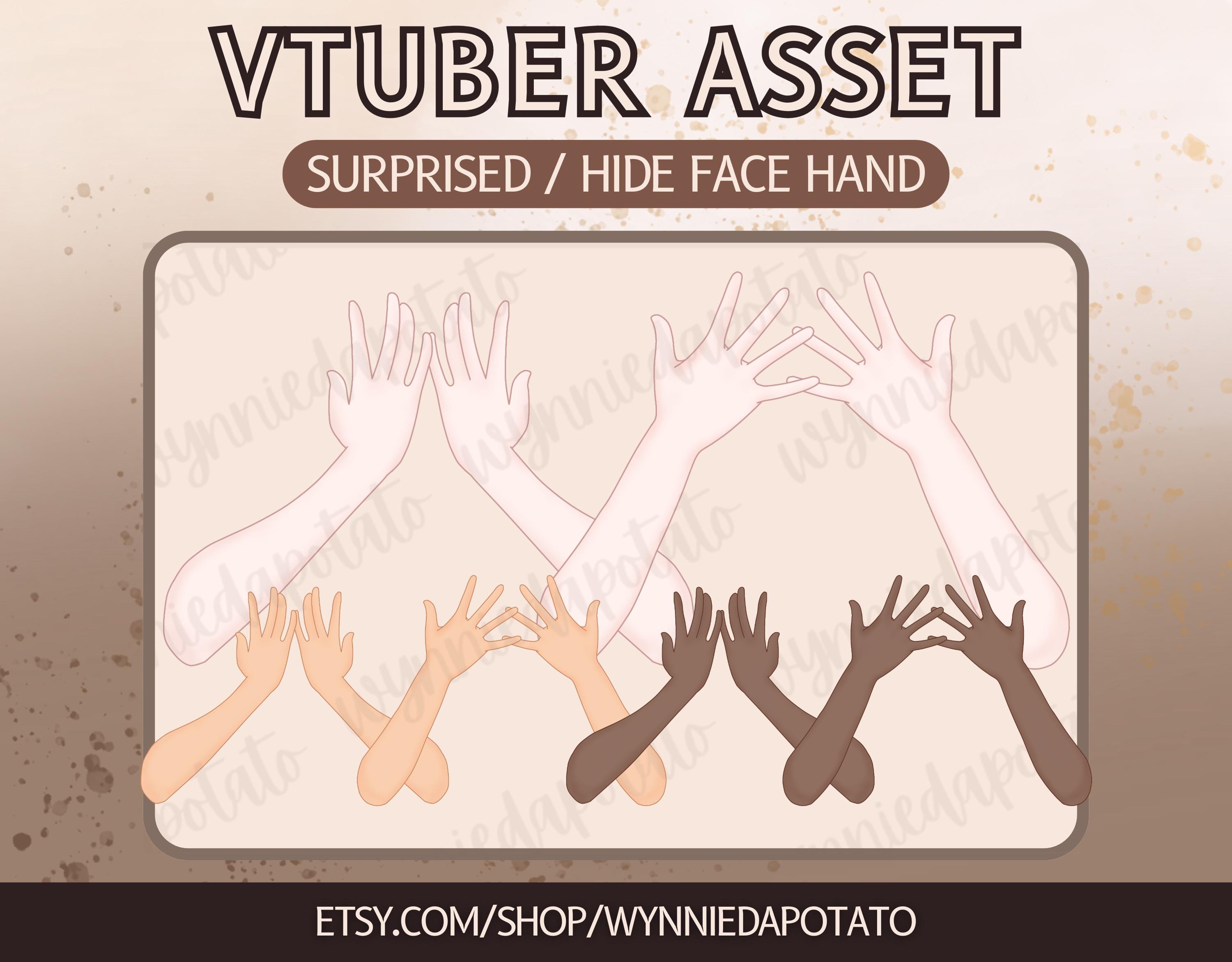 Surprised / Hide Face Hand PNG Vtuber Asset Twitch Youtube Streamer ...