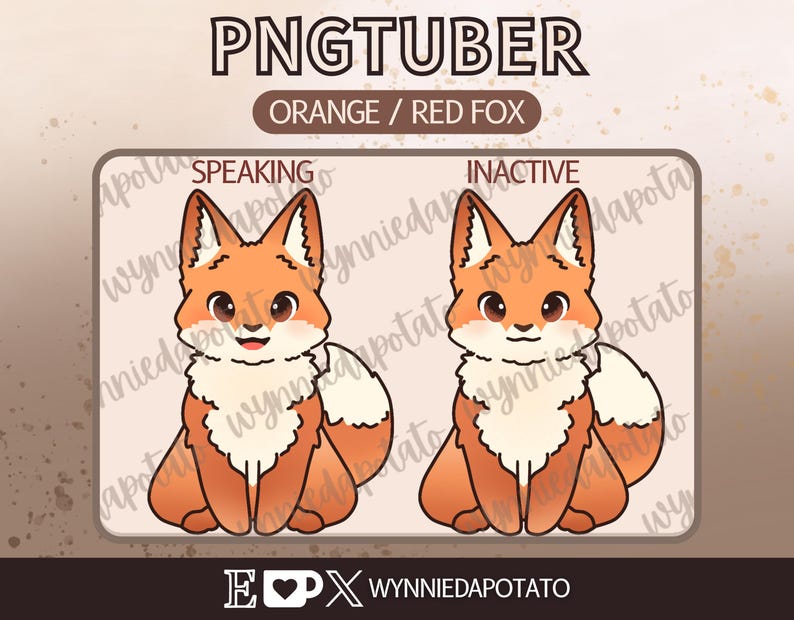 Fox Animated Pngtuber Vtuber Assets, Discord Reactive, Stream Pet ...